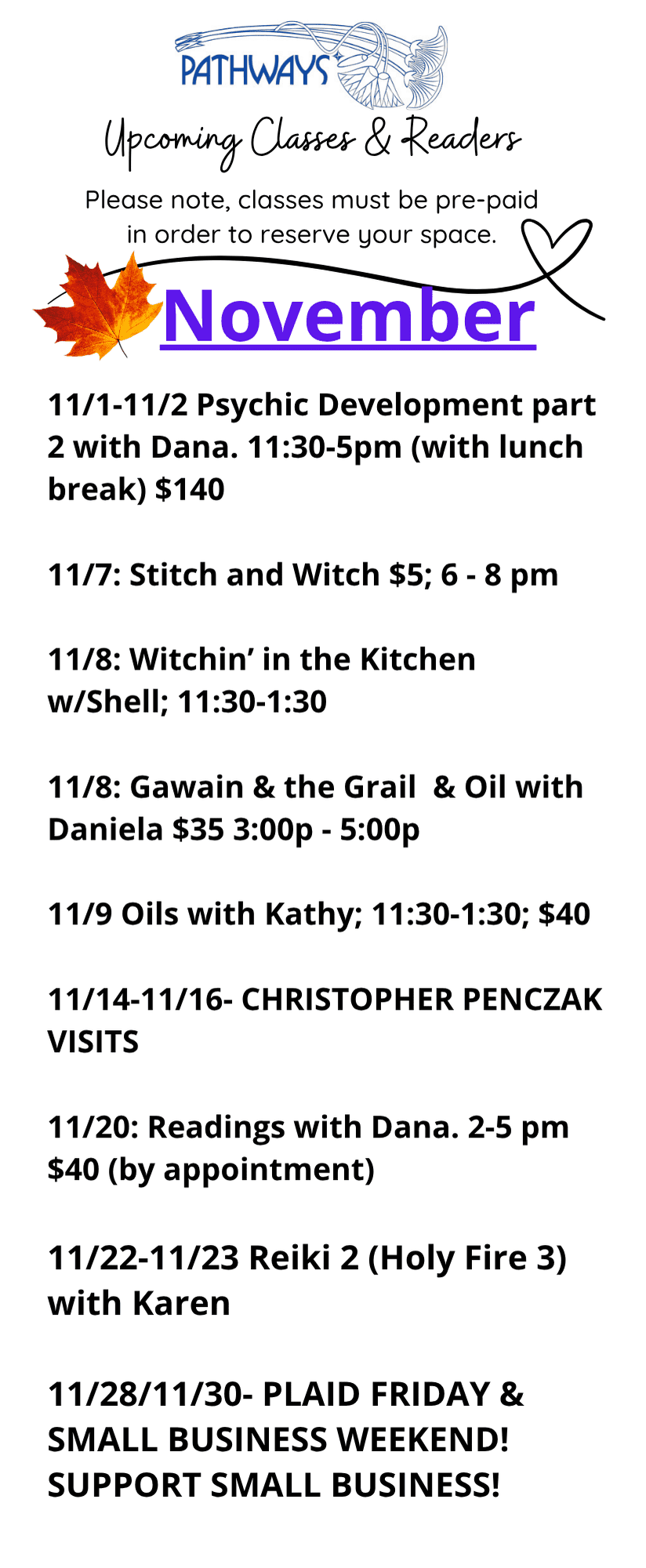 Classes for November 2025 - Pathways Saint Louis